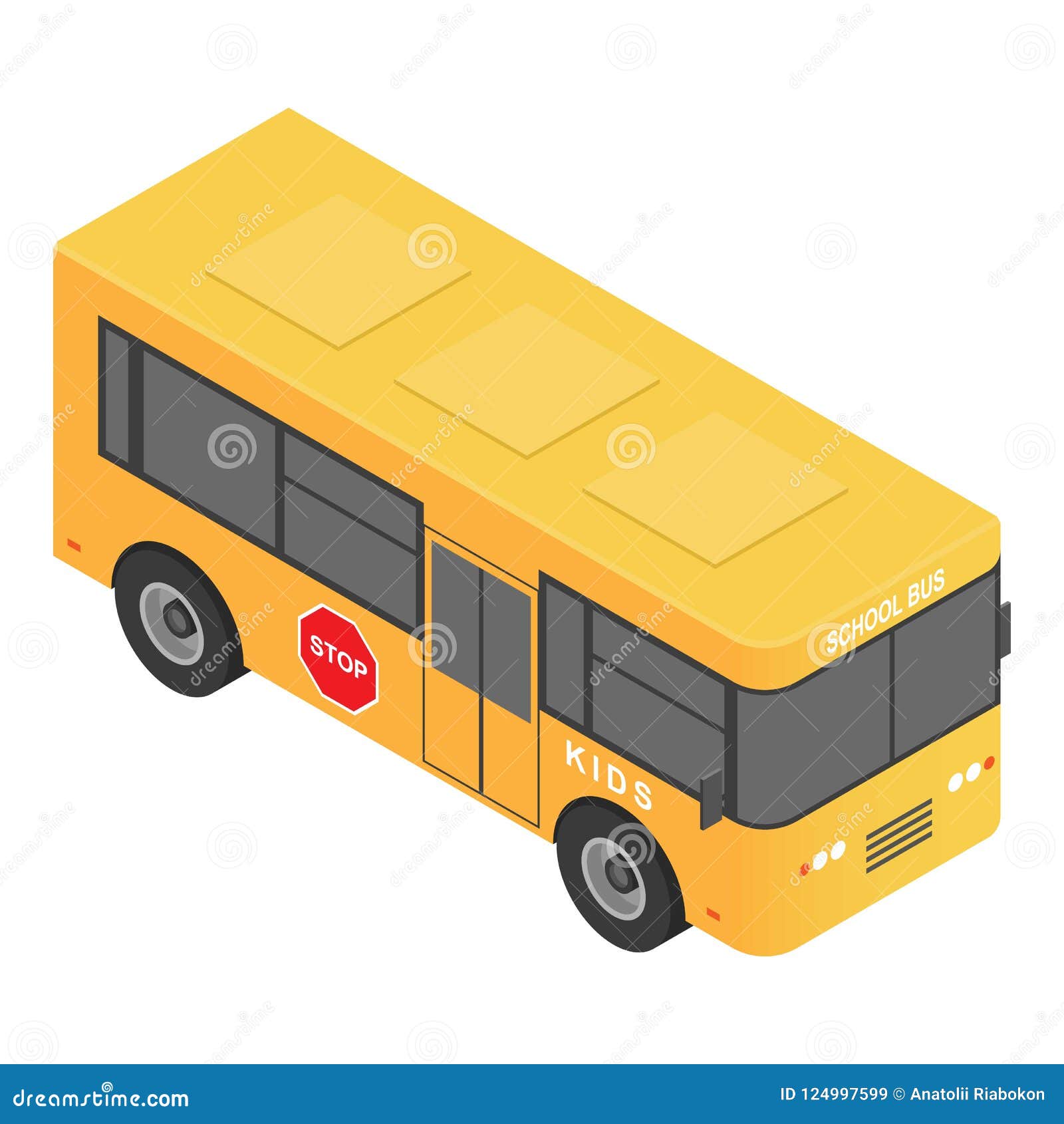 Kids School Bus Icon, Isometric Style Stock Illustration - Illustration ...