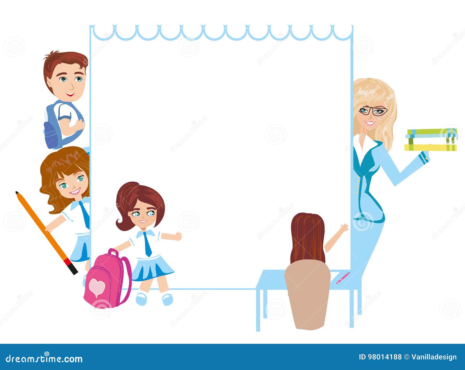 Kids school frame stock vector. Illustration of girls - 98014188