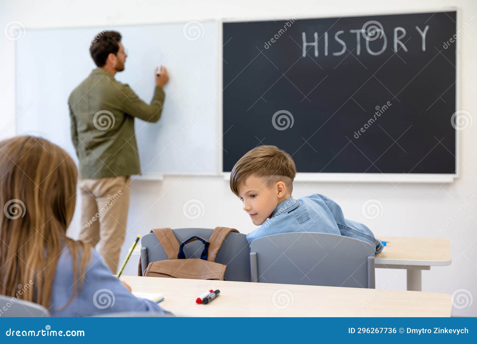 Kids at School Sitting at the Lesson and Looking Involved Stock Photo ...