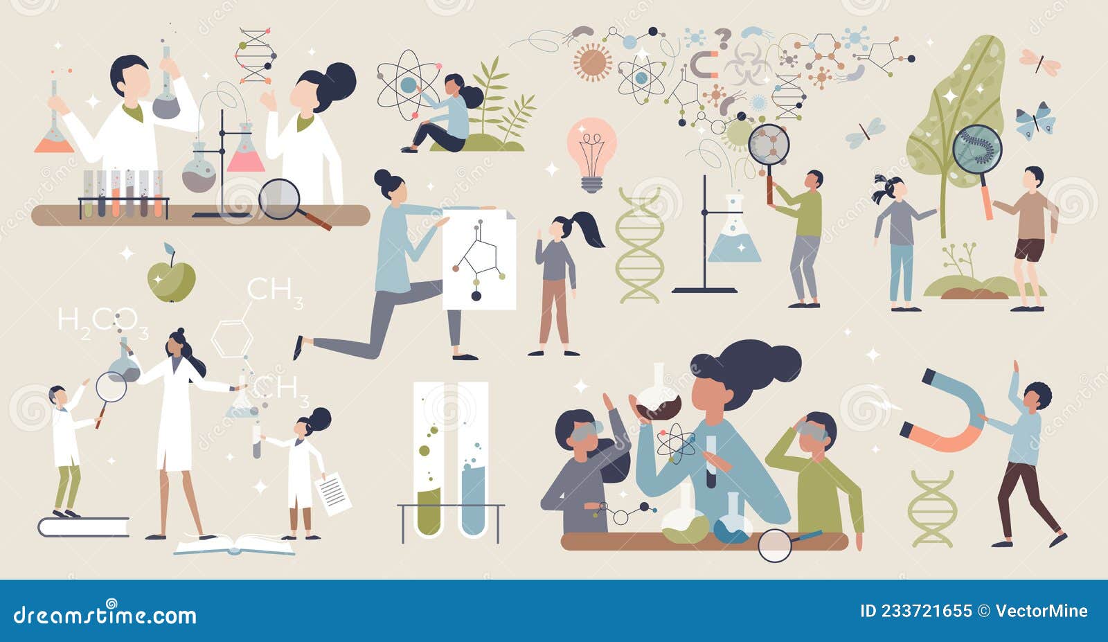 Kids Science And Exploration Cartoon Scenes Set | CartoonDealer.com ...