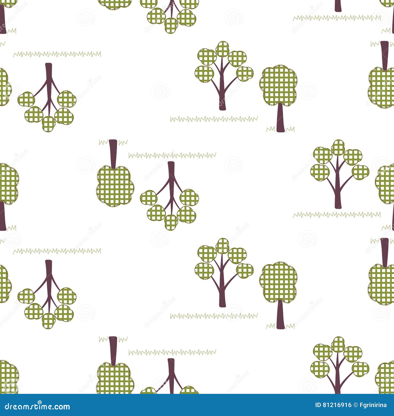 Kids Seamless Pattern, Applique, Trees Stock Vector - Illustration of ...