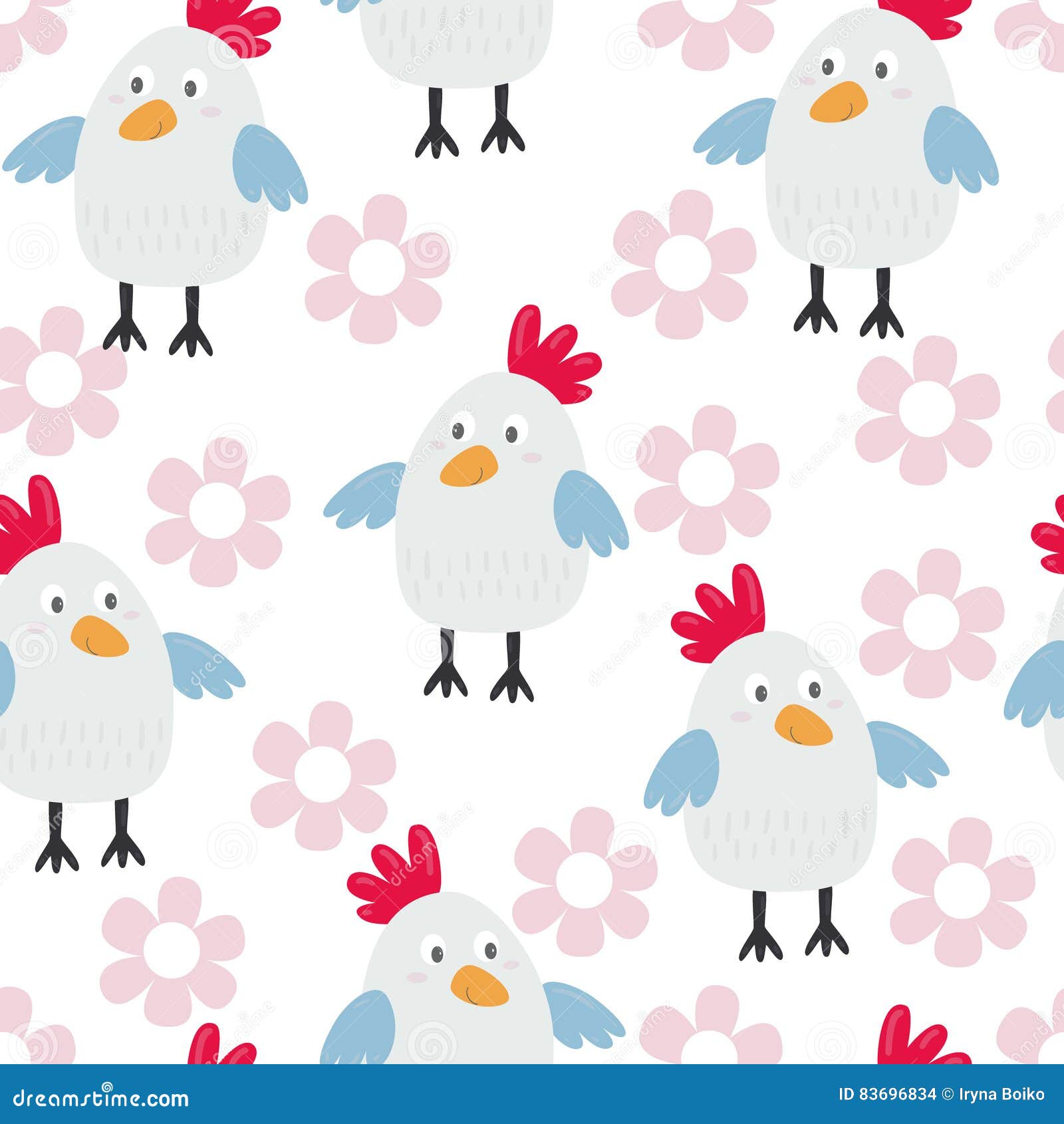 Kids Seamless Pattern with Chickens. Vector Illustration Stock Vector ...