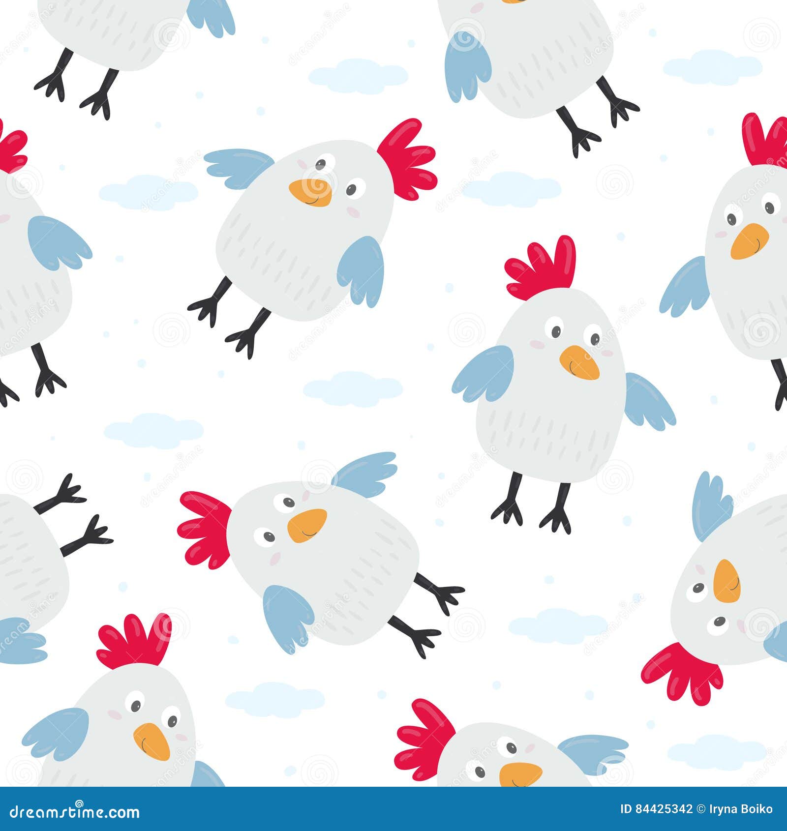 Kids Seamless Pattern with Chickens. Vector Illustration Stock Vector ...