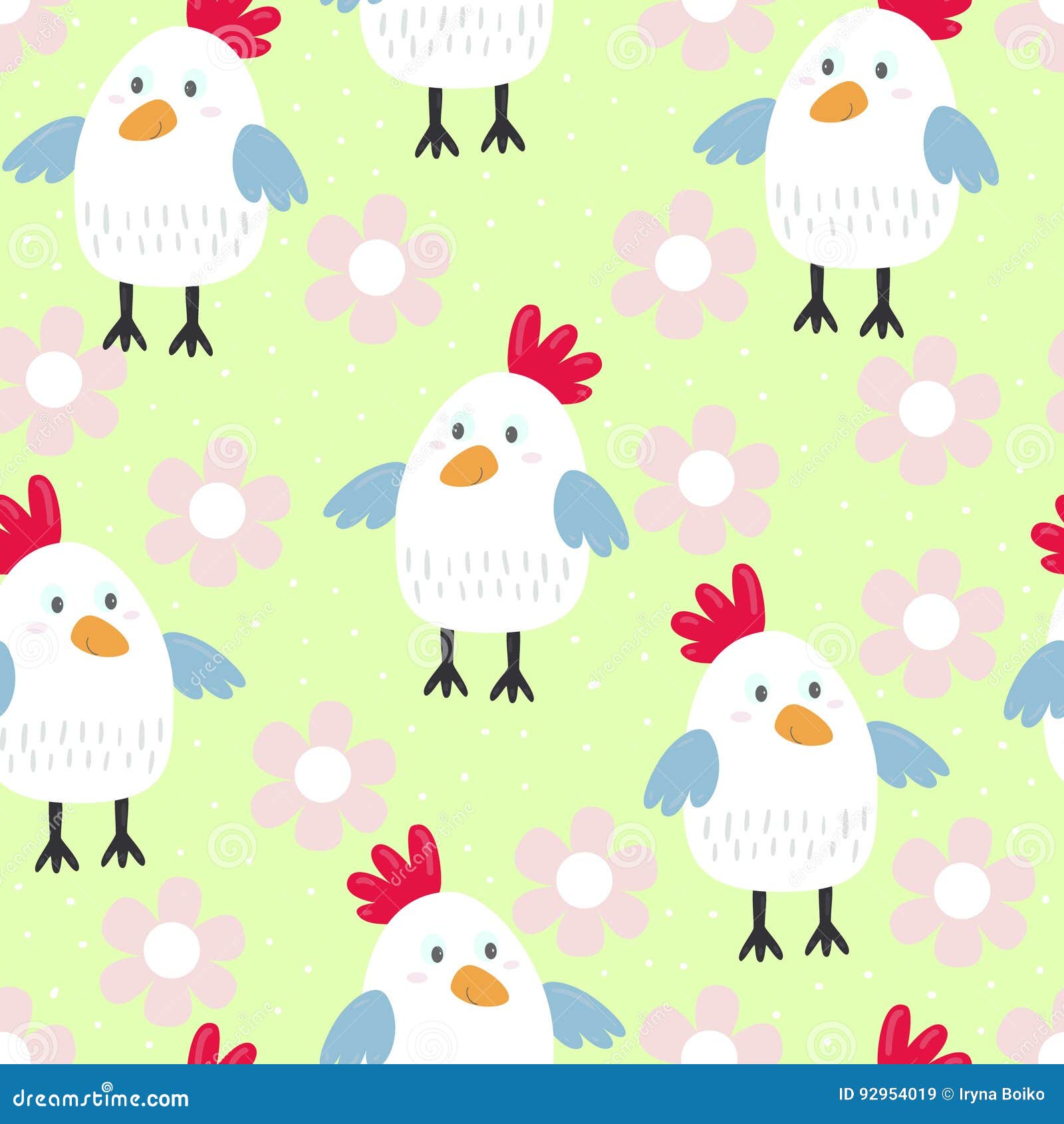 Kids Seamless Pattern with Chickens. Vector Illustration Stock Vector ...