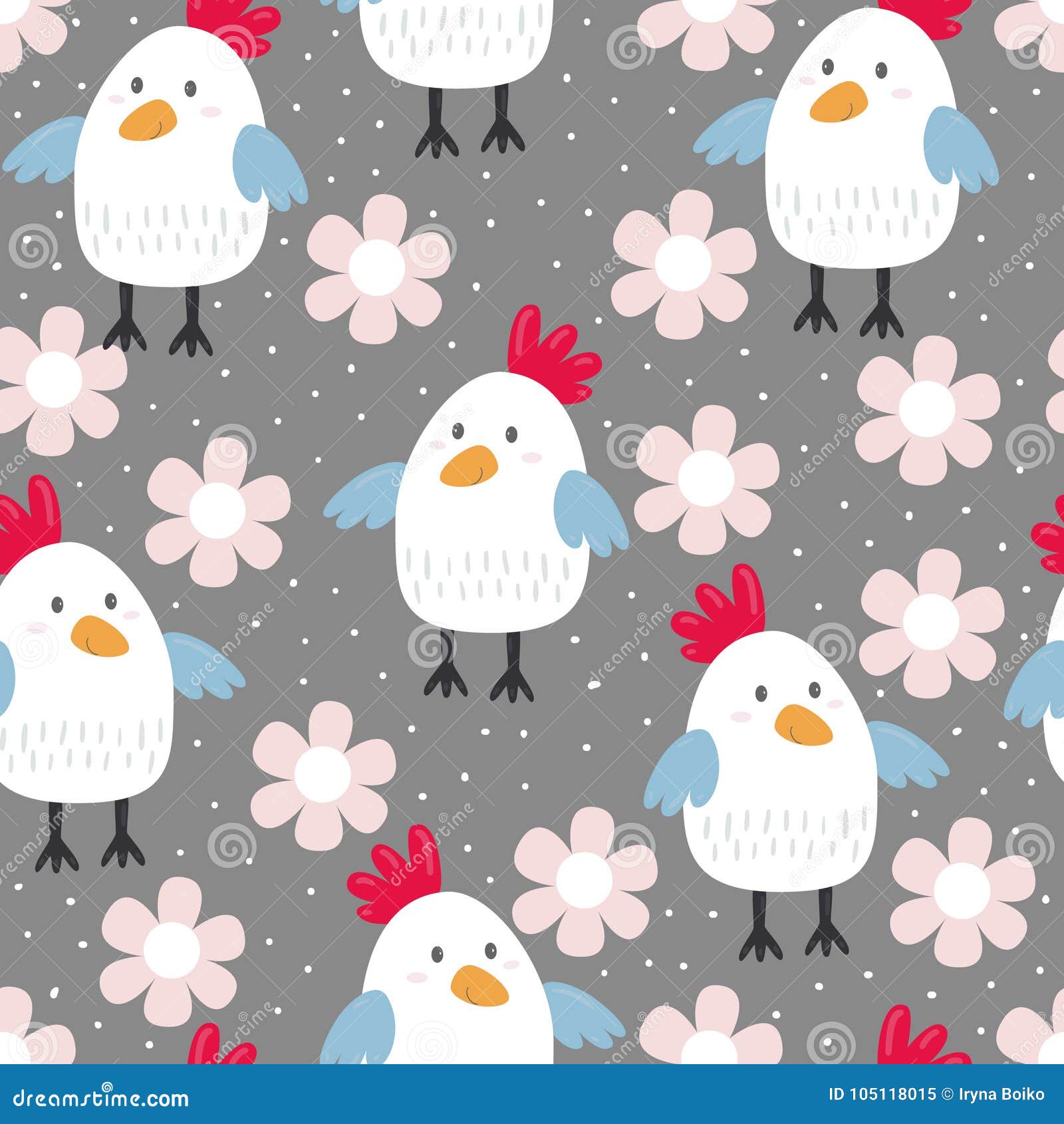 Kids Seamless Pattern with Chickens. Vector Illustration Stock Vector ...