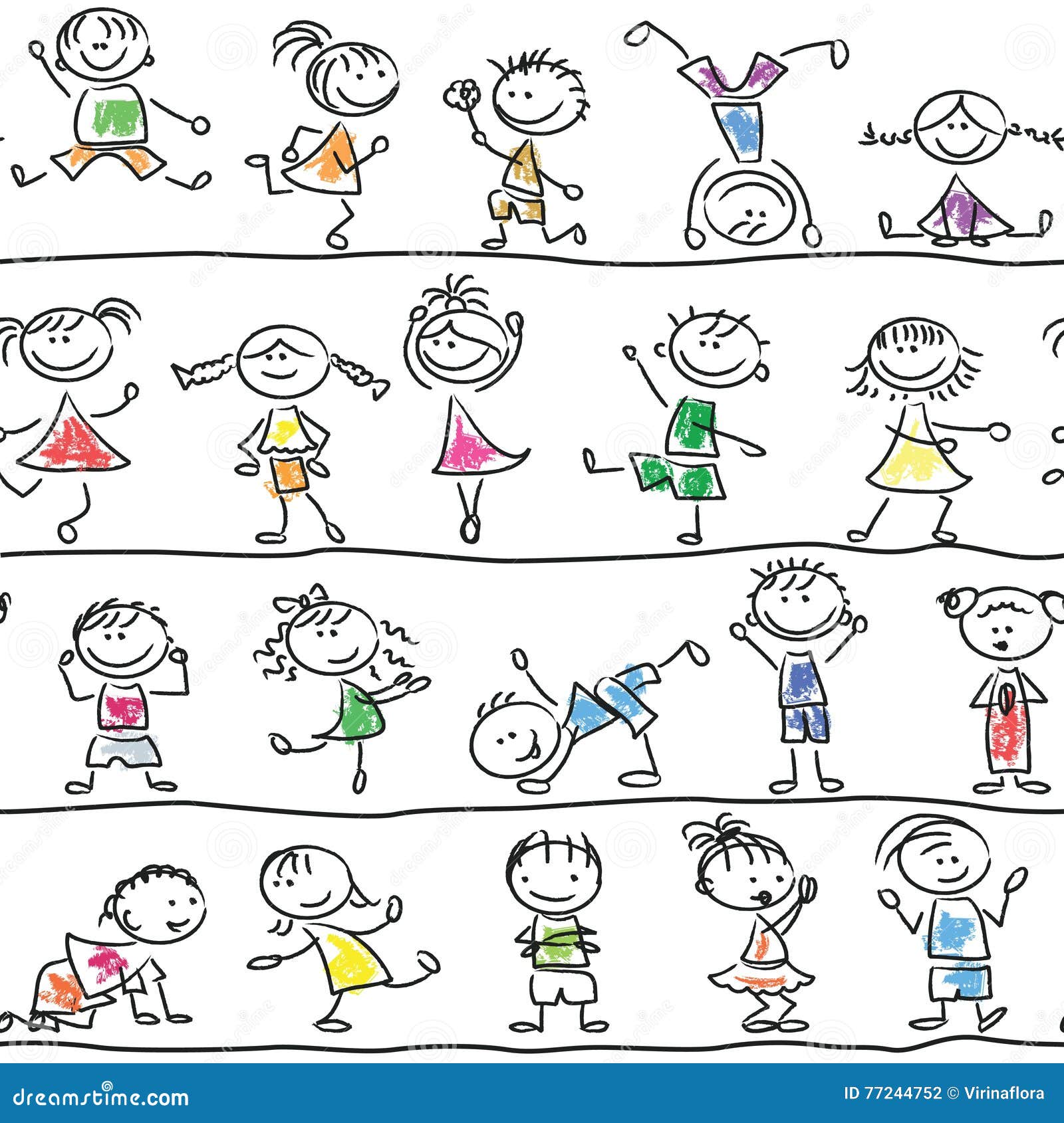 Kids seamless pattern stock vector. Illustration of preschool - 77244752