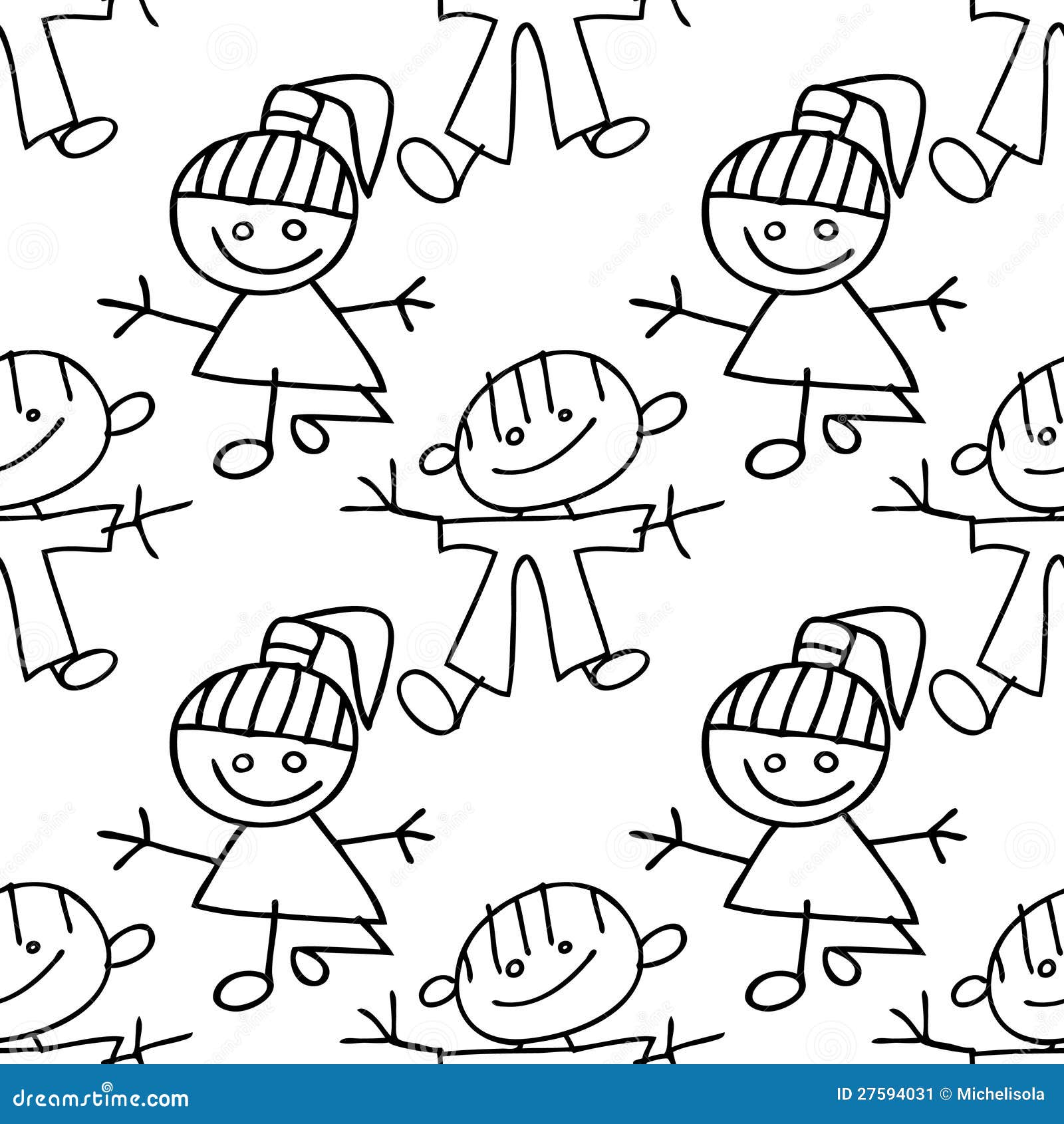 Kids Seamless Pattern Doodle Stock Vector - Illustration of happy ...