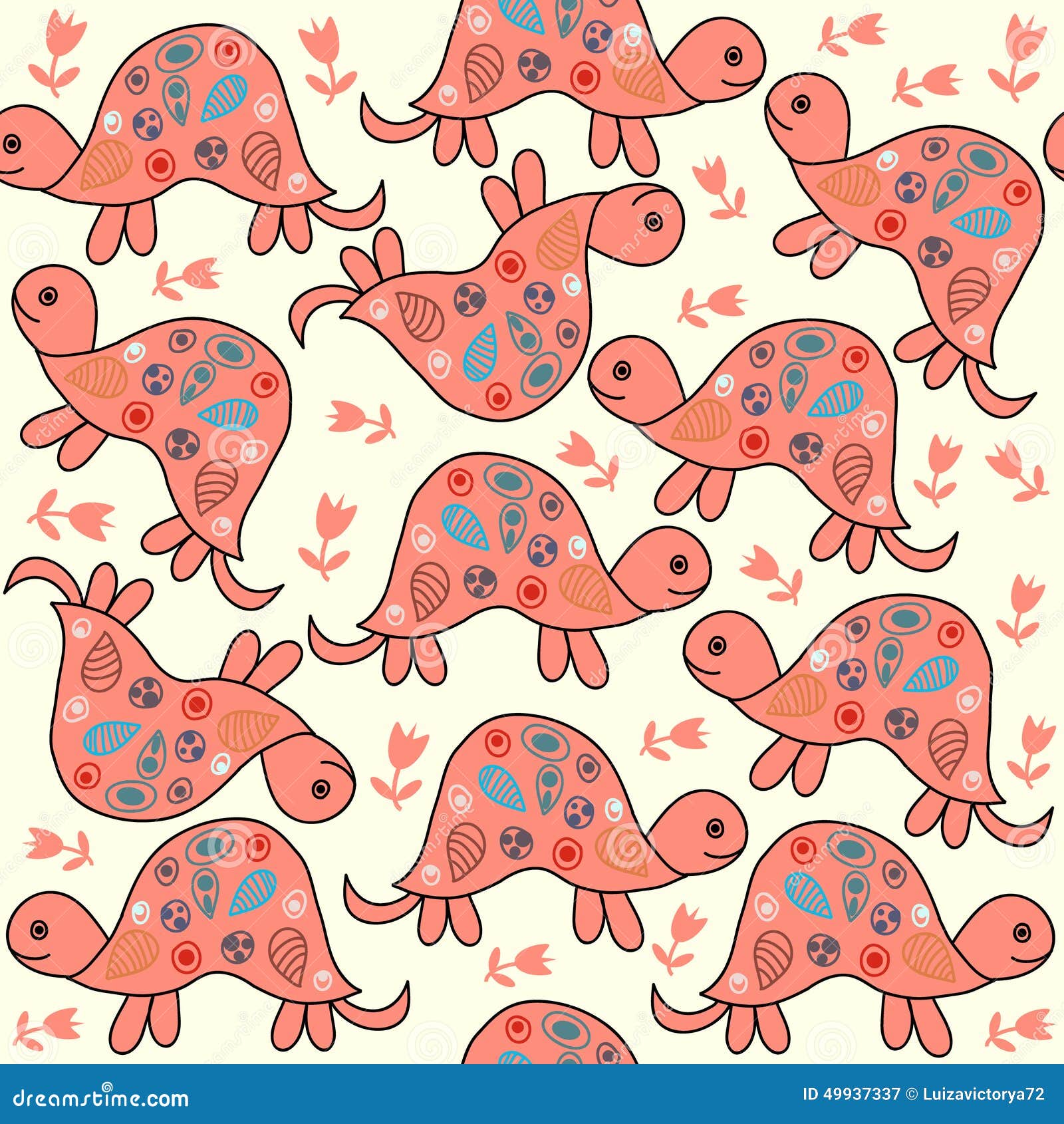 Kids Seamless Pattern with Funny Turtles and Seamless Pattern in Stock ...