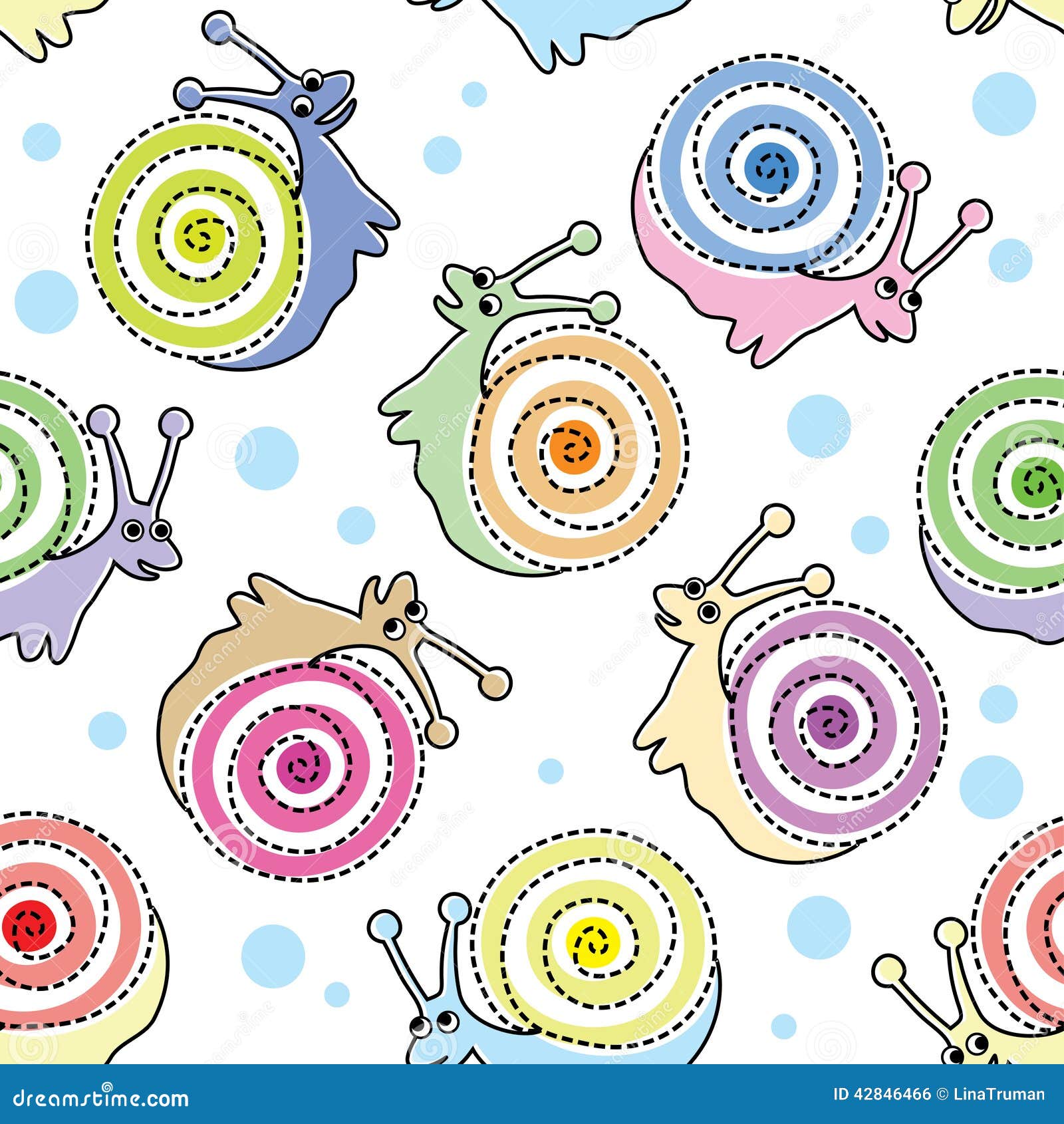 Kids Seamless Pattern with Snails Stock Vector - Illustration of design ...