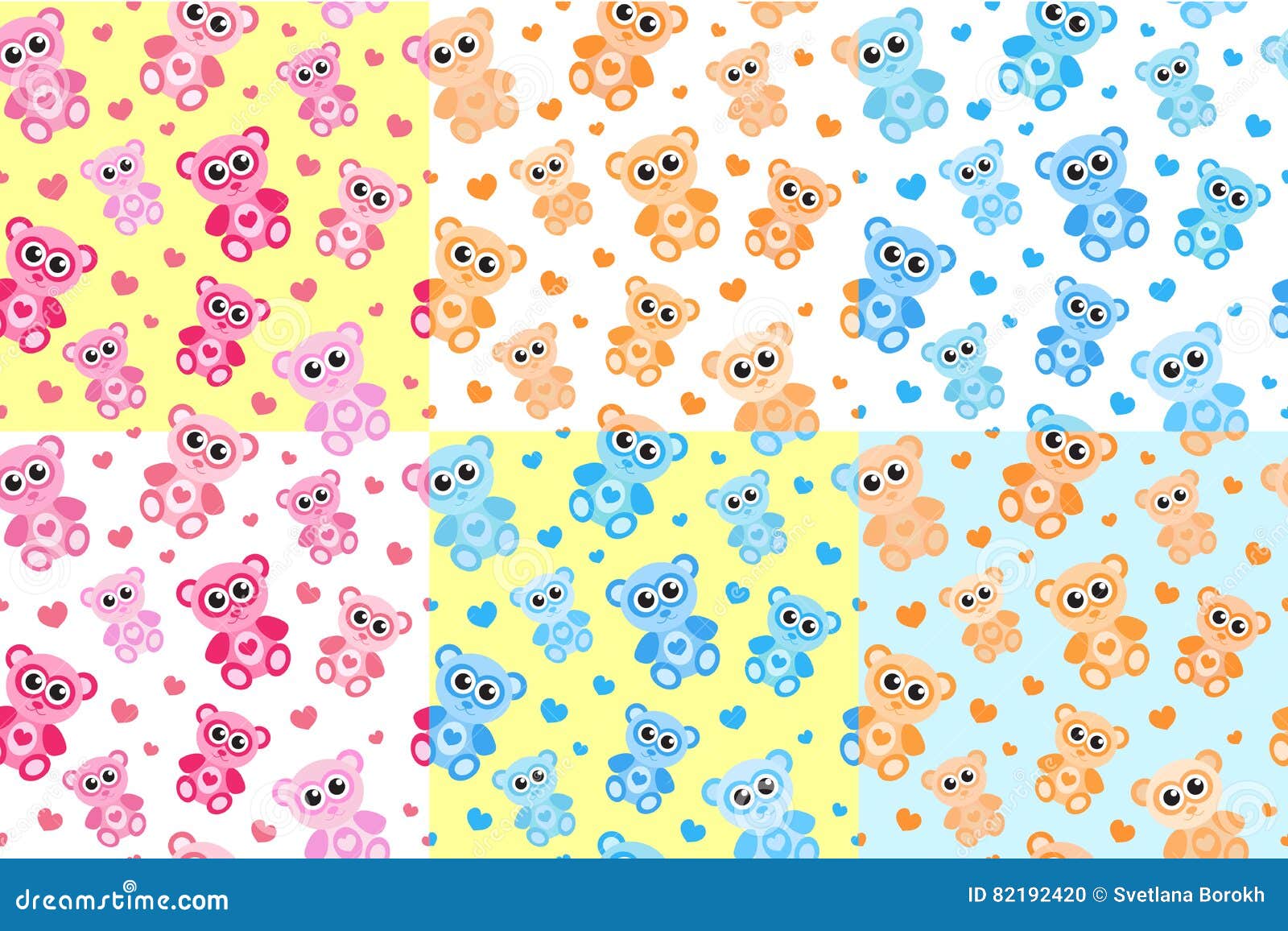 Kids Seamless Pattern with Teddy Bear. Bears Endless Background ...