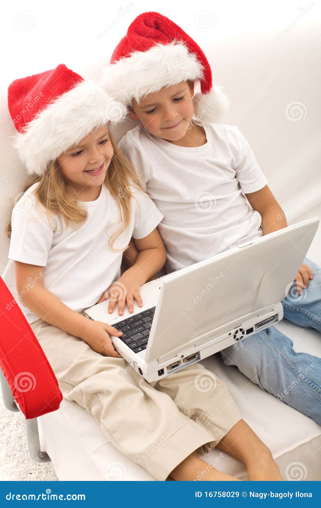 Kids Searching for Christmas Presents Online Stock Image - Image of ...