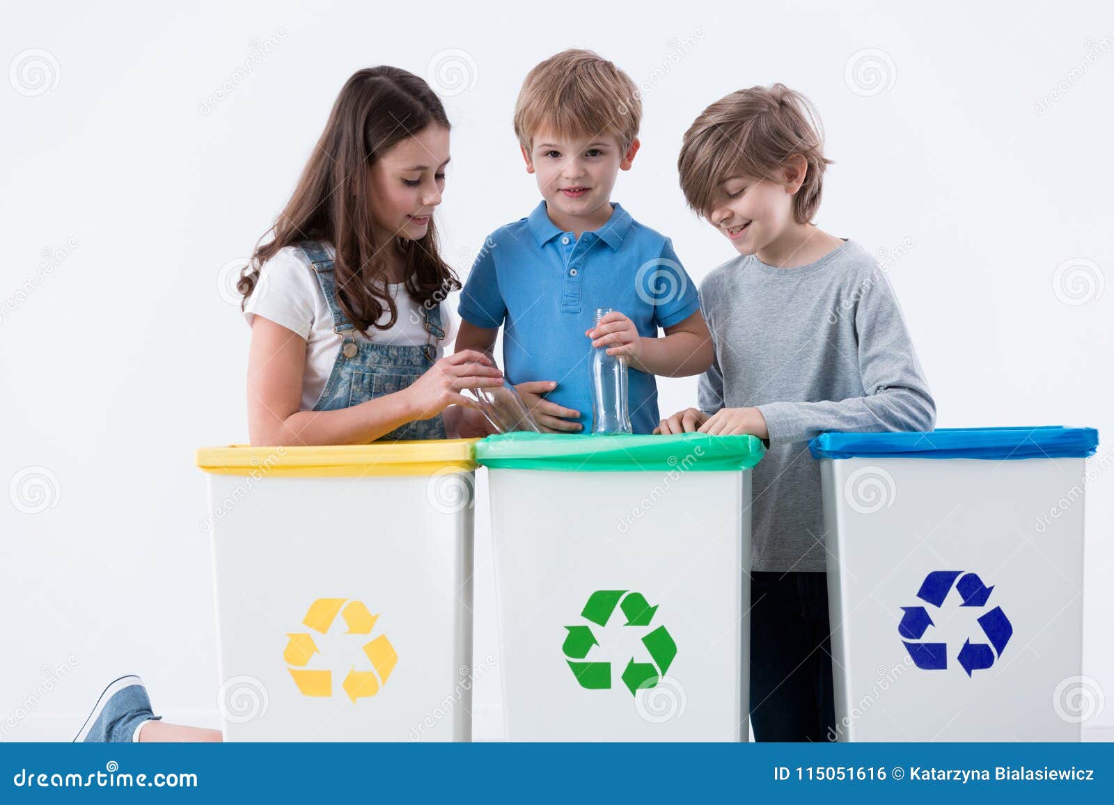 Kids segregating trash stock photo. Image of help, recycling - 115051616