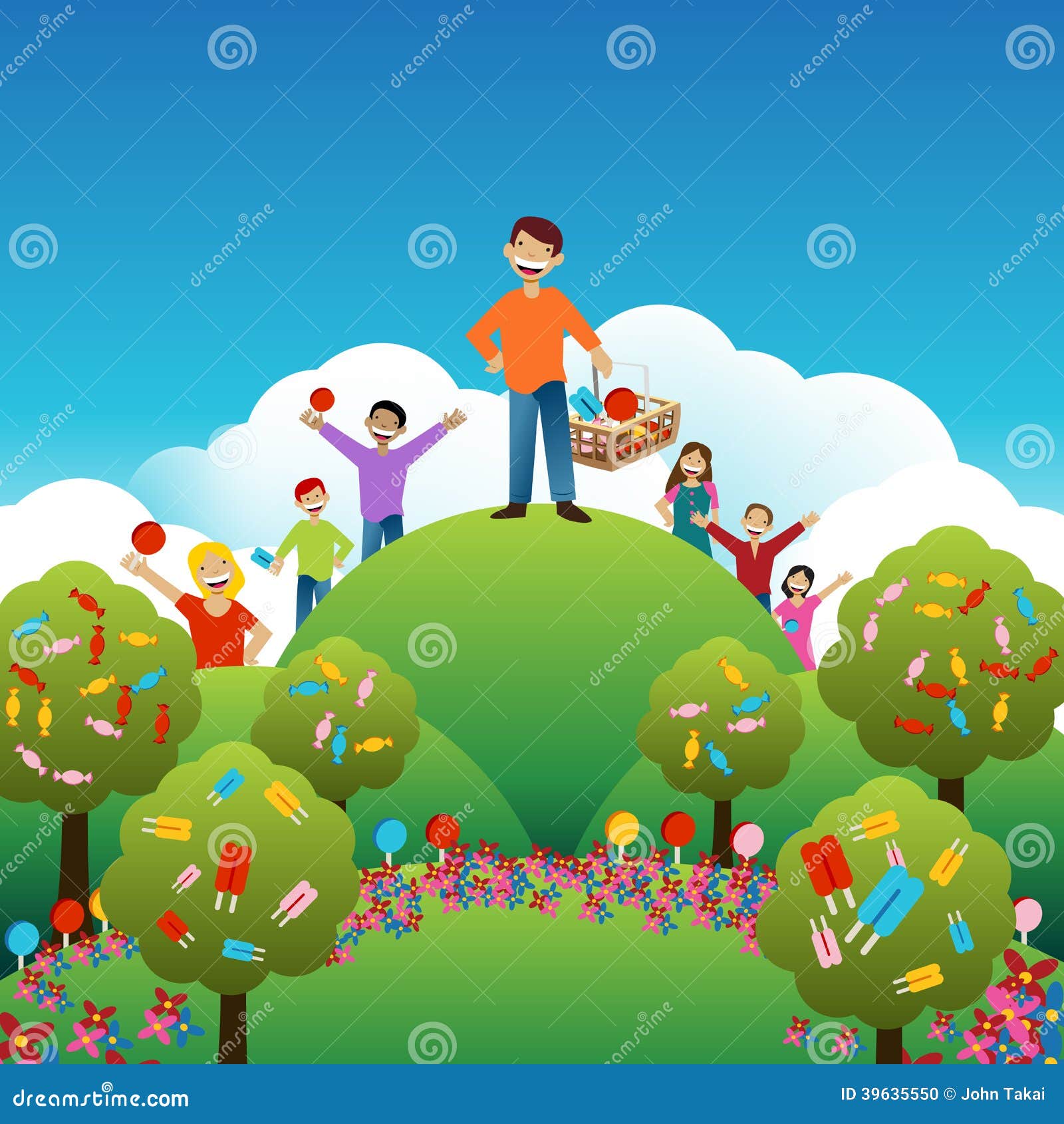 Kids Sharing Candy stock vector. Illustration of colorful - 39635550