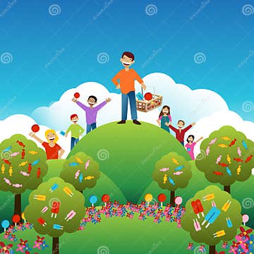 Kids Sharing Candy stock vector. Illustration of colorful - 39635550