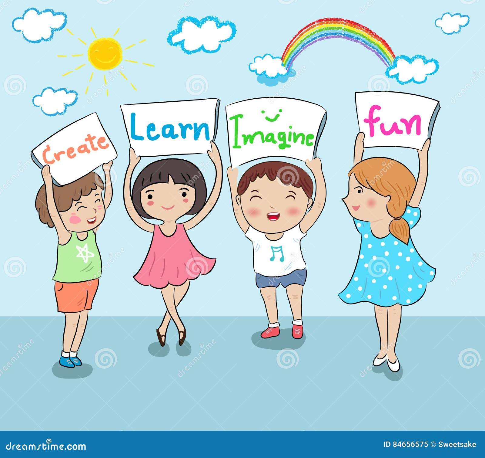 Kids Showing Card Education Stock Illustration - Illustration of learn ...