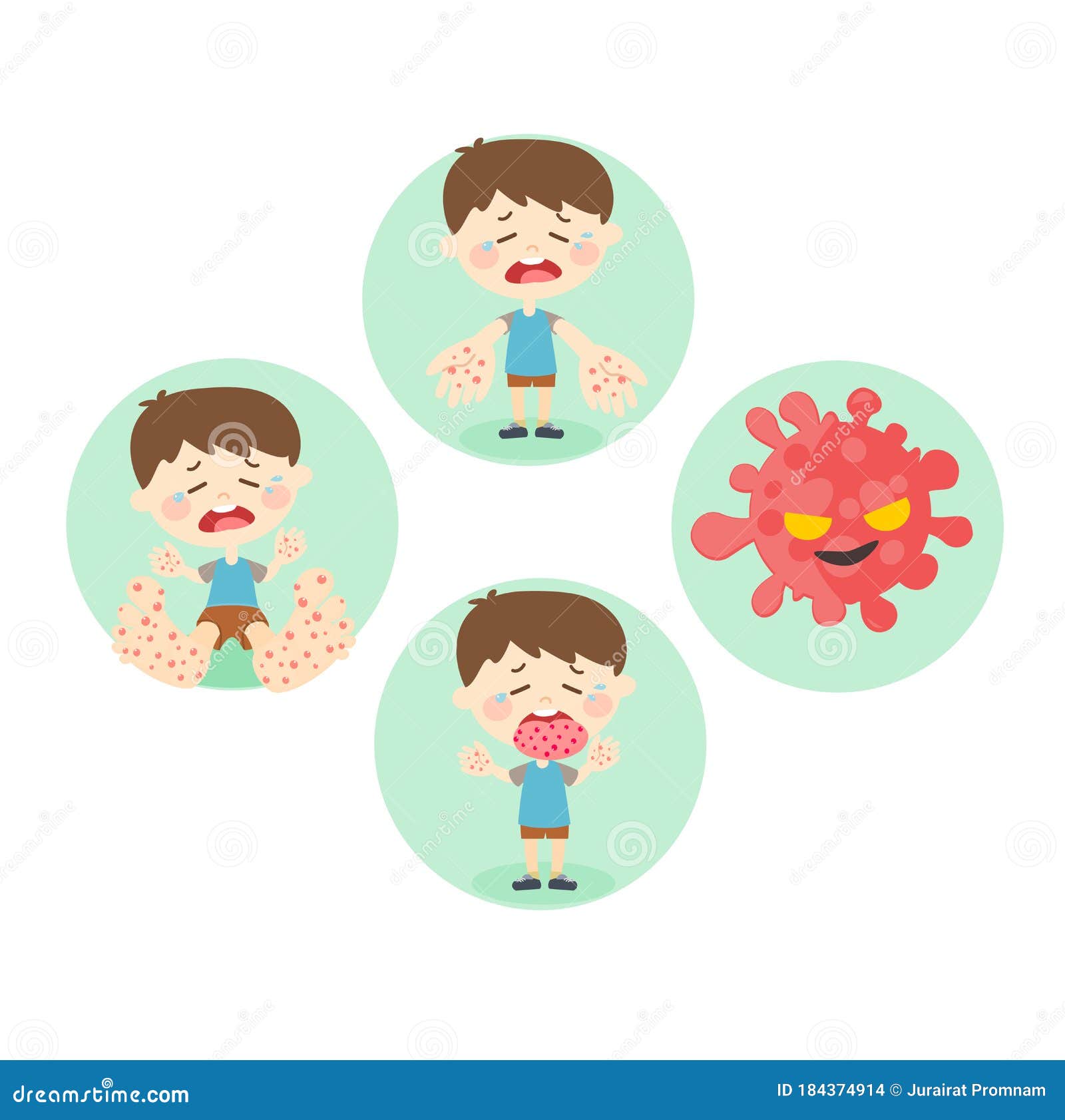 Kids Sick Vector stock vector. Illustration of cute - 184374914