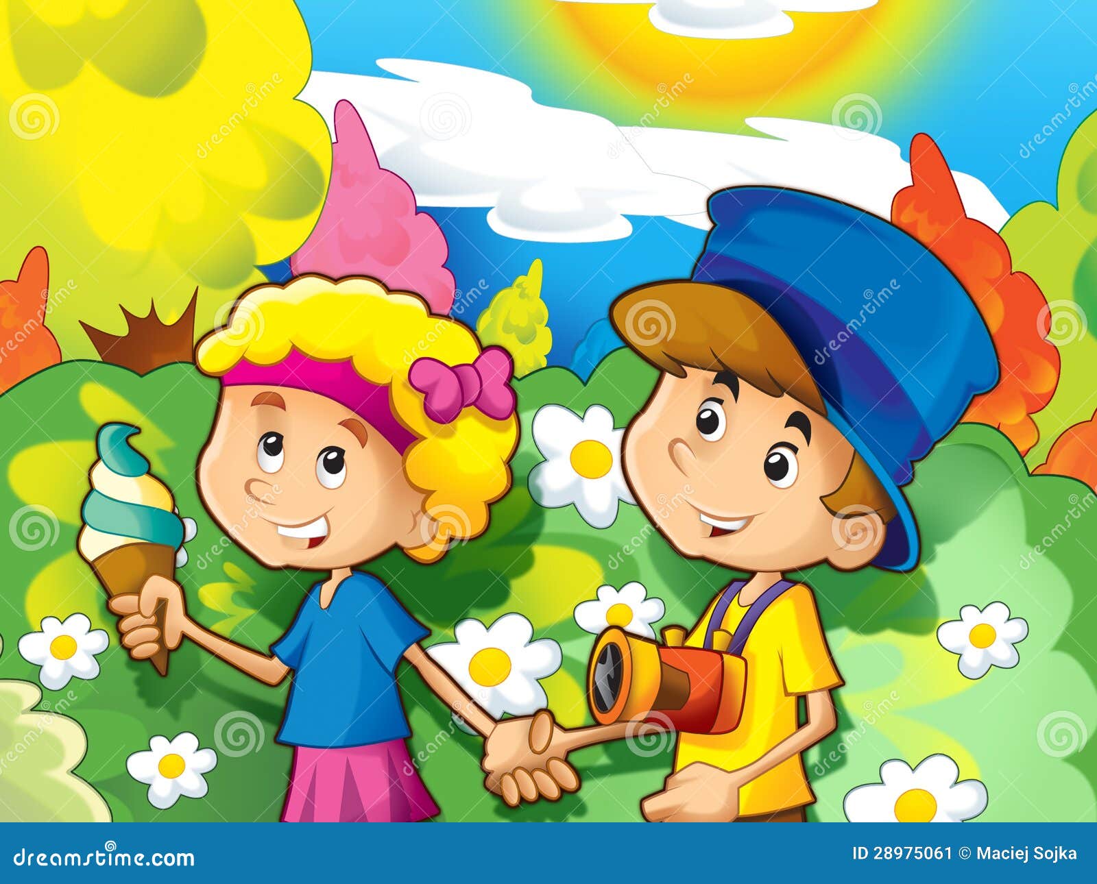 Kids sightseeing stock illustration. Illustration of observation - 28975061