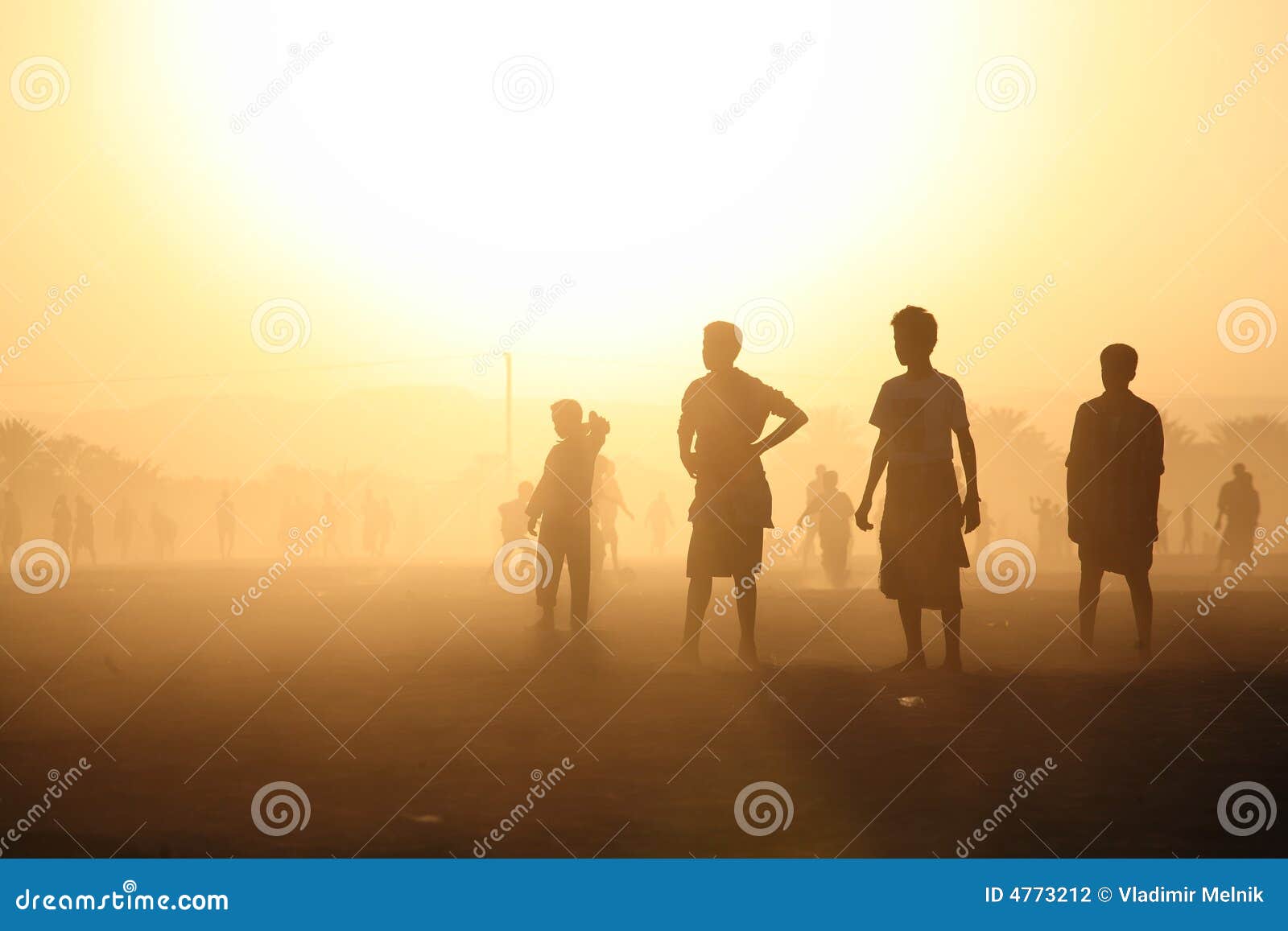 Kids Silhouettes in the Dusty Sunset Stock Photo - Image of strange ...