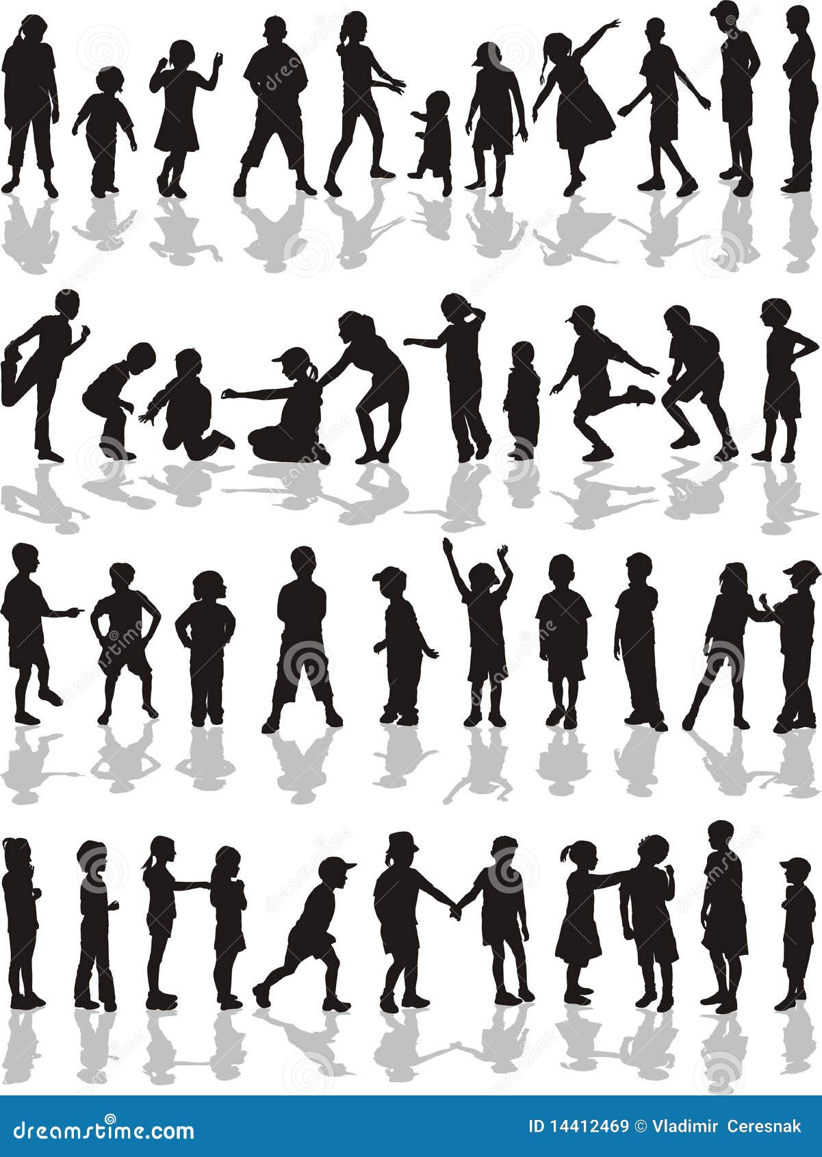 Children Silhouette Vector Free Download