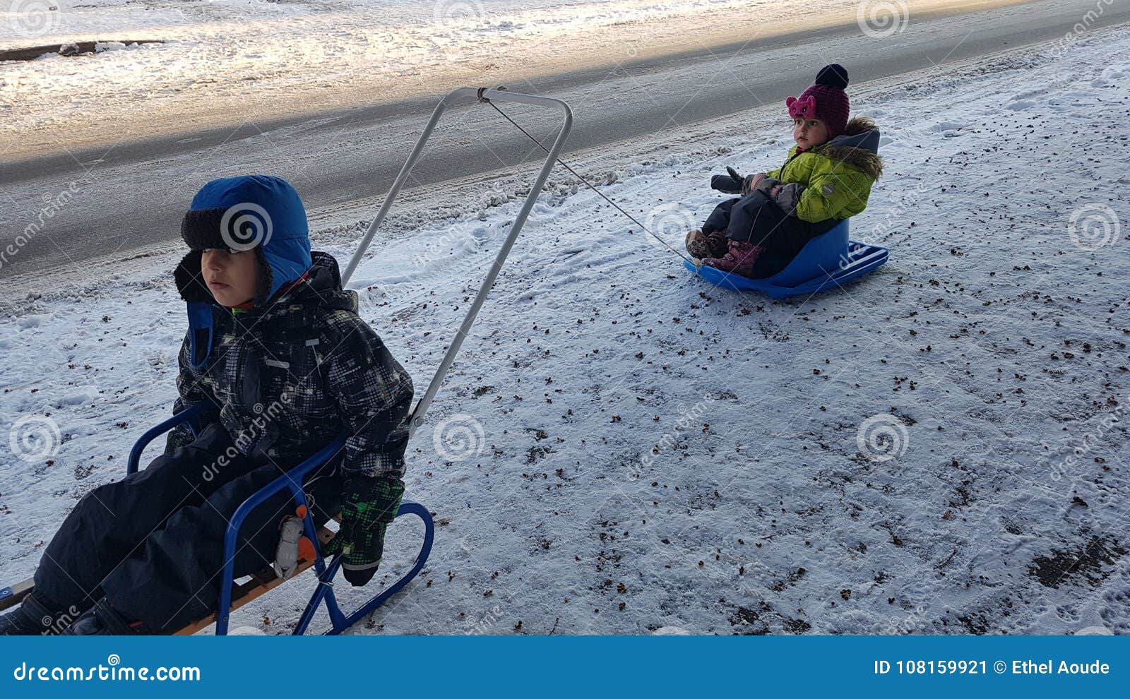 Sledge train stock image. Image of kids, sledges, sledge - 108159921