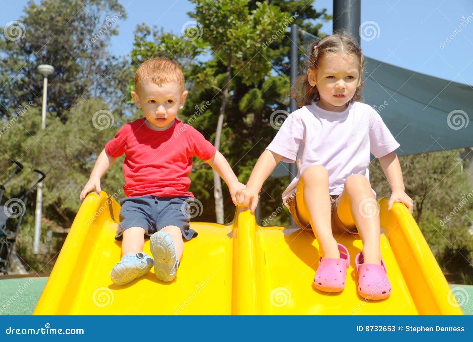 Kids on slide stock image. Image of caucasian, kids, beautiful - 8732653