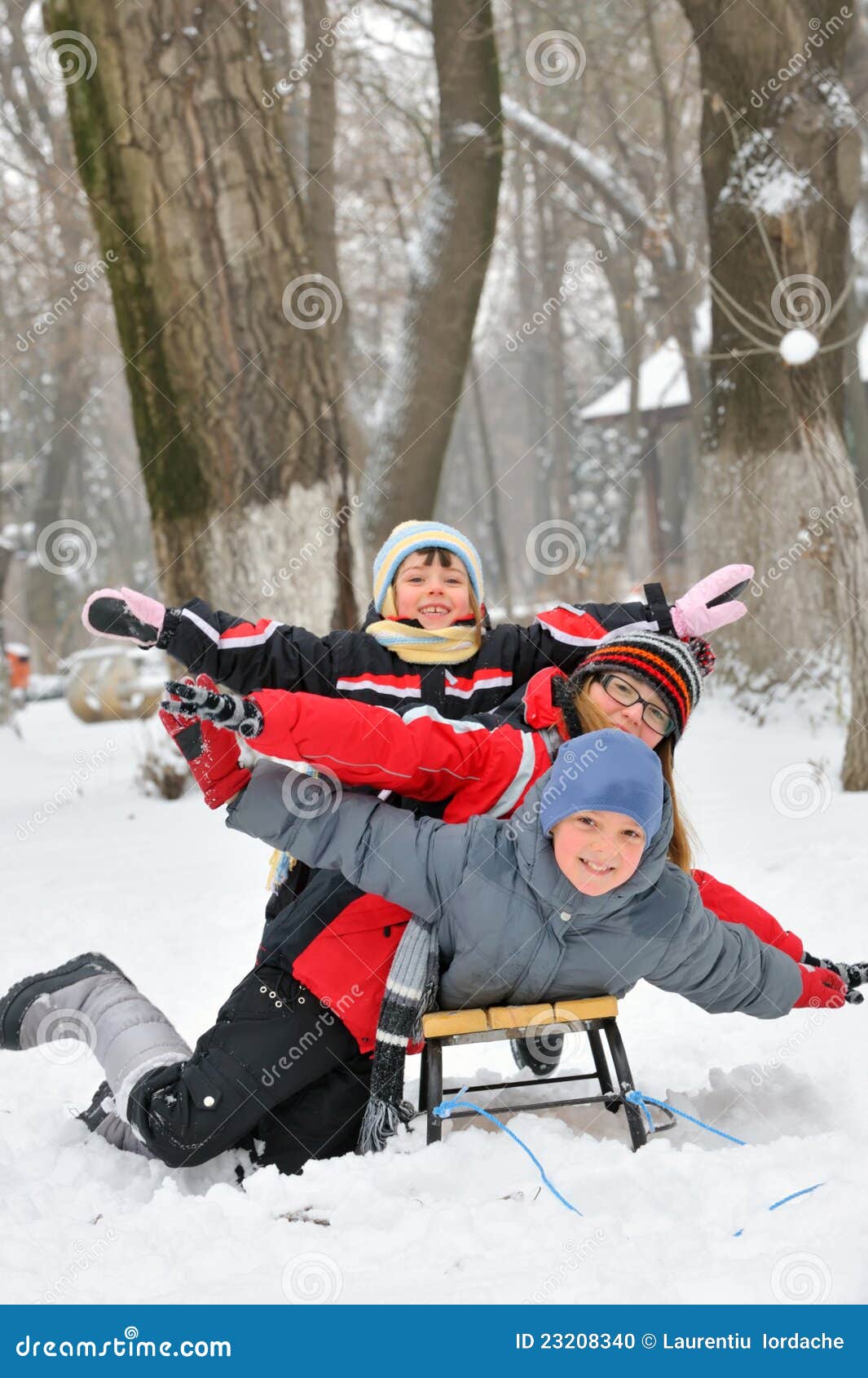 Kids sliding stock photo. Image of nature, sleigh, slide - 23208340
