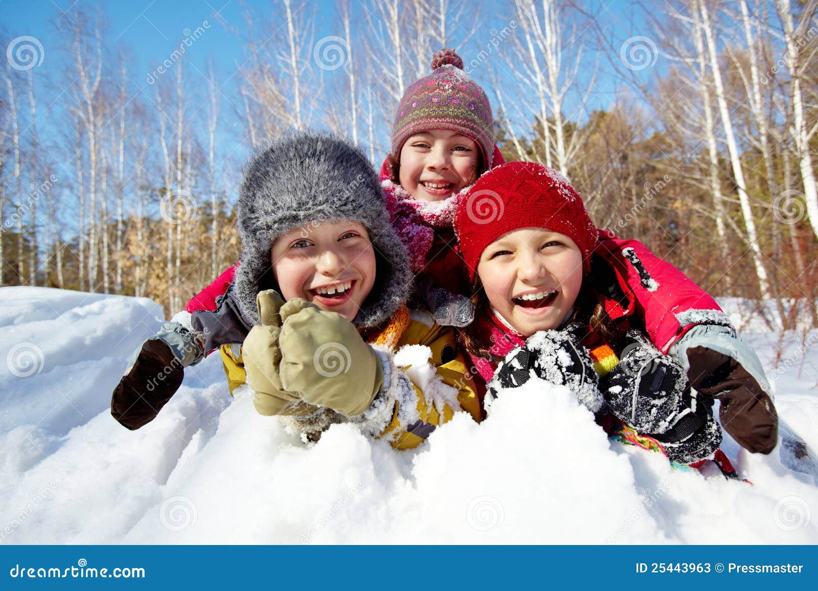 Kids in snow stock image. Image of emotion, adorable - 25443963