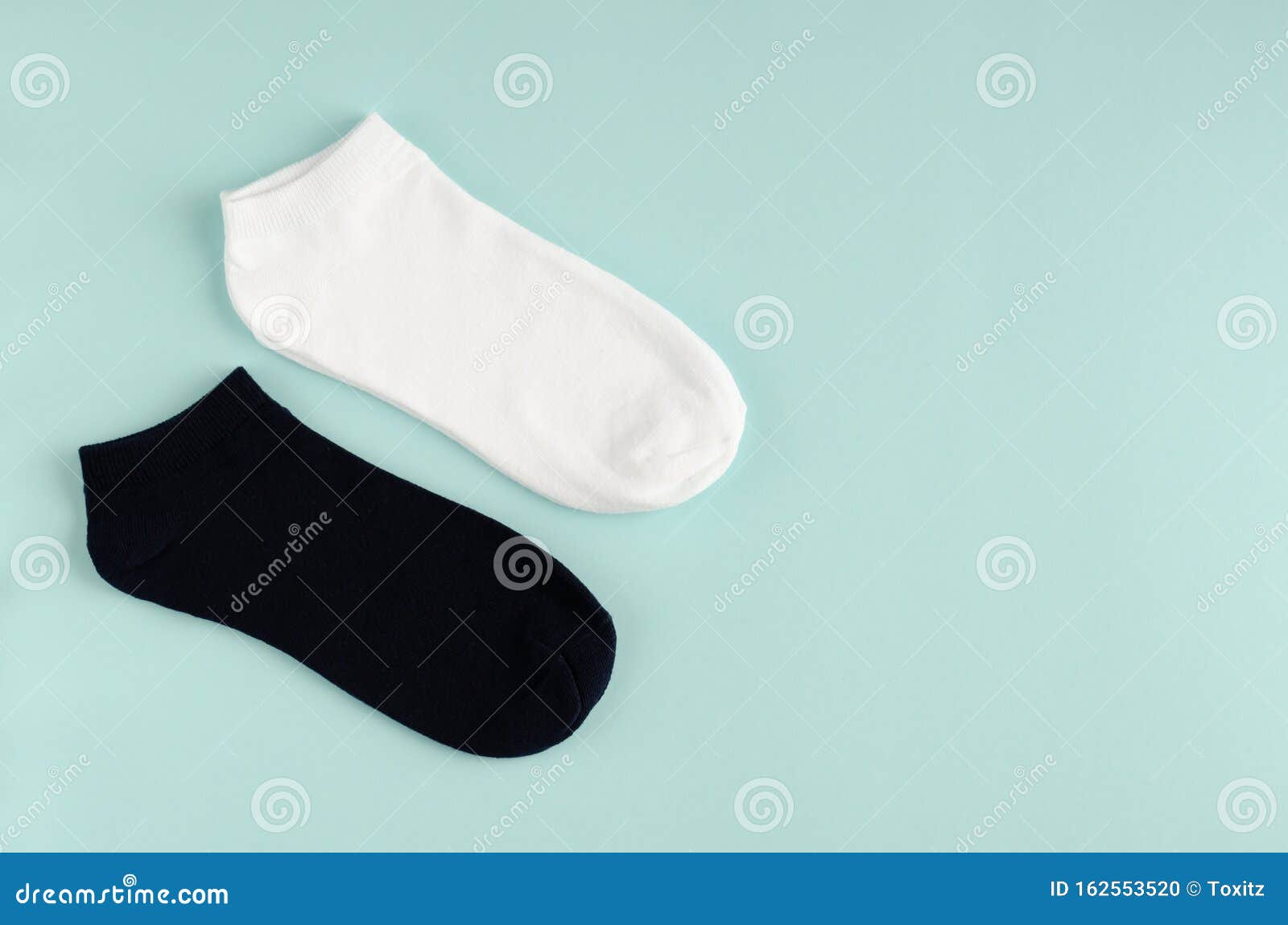 Kids Socks Composition on Blue Background. Flat Lay Stock Photo - Image ...