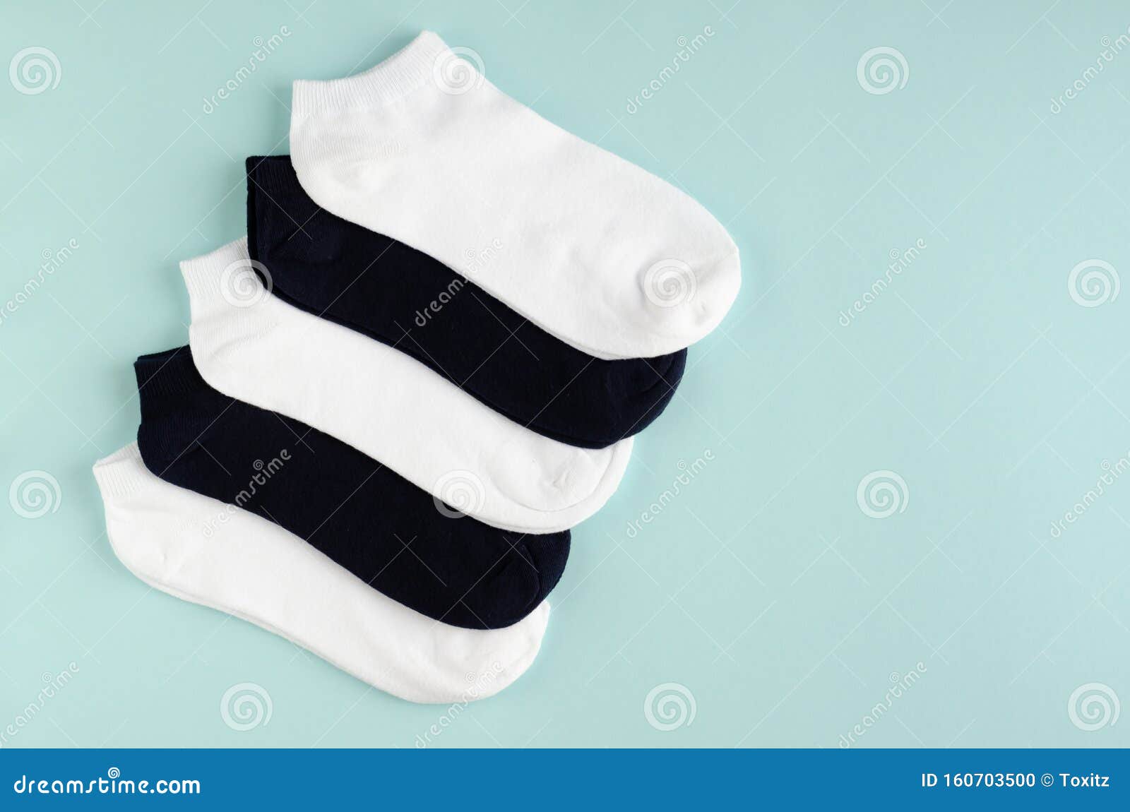 Kids Socks Composition on Blue Background. Flat Lay Stock Photo - Image ...