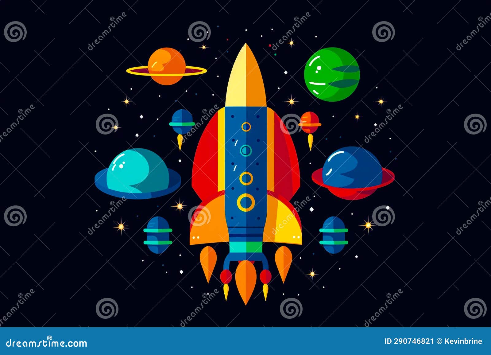 Kids Spaceship Illustration Stock Illustration - Illustration of child ...