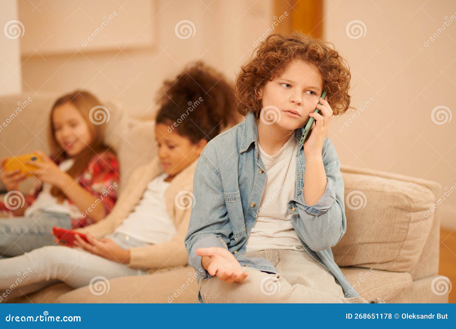 Kids Spending Time at Home and Playing with Their Gadgets Stock Photo ...