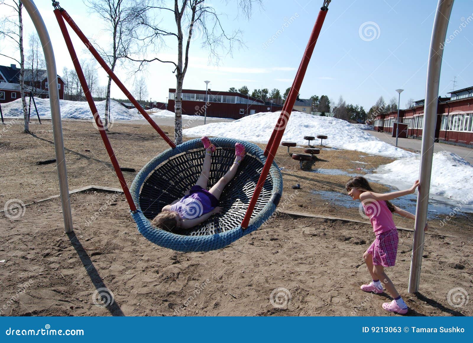 Kids in the spring stock image. Image of carefree, blue - 9213063