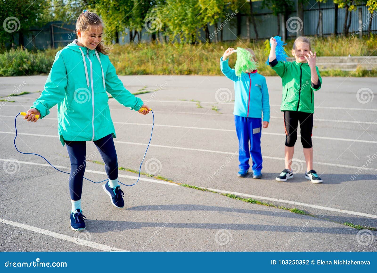 Kids on a stadium stock photo. Image of action, line - 103250392