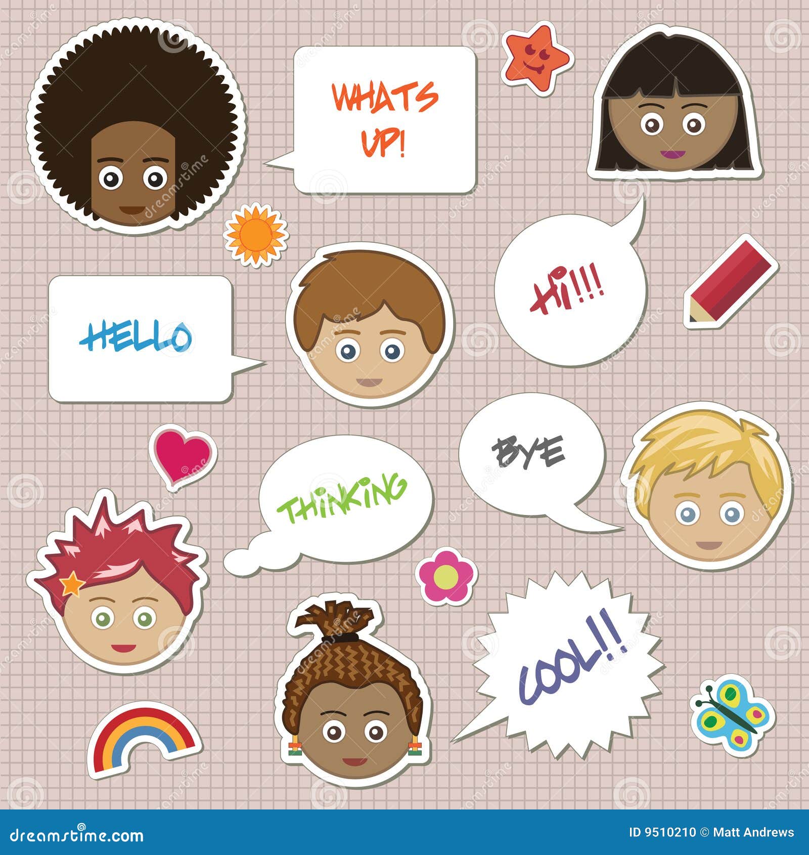 Kids stickers stock vector. Illustration of sample, clip - 9510210