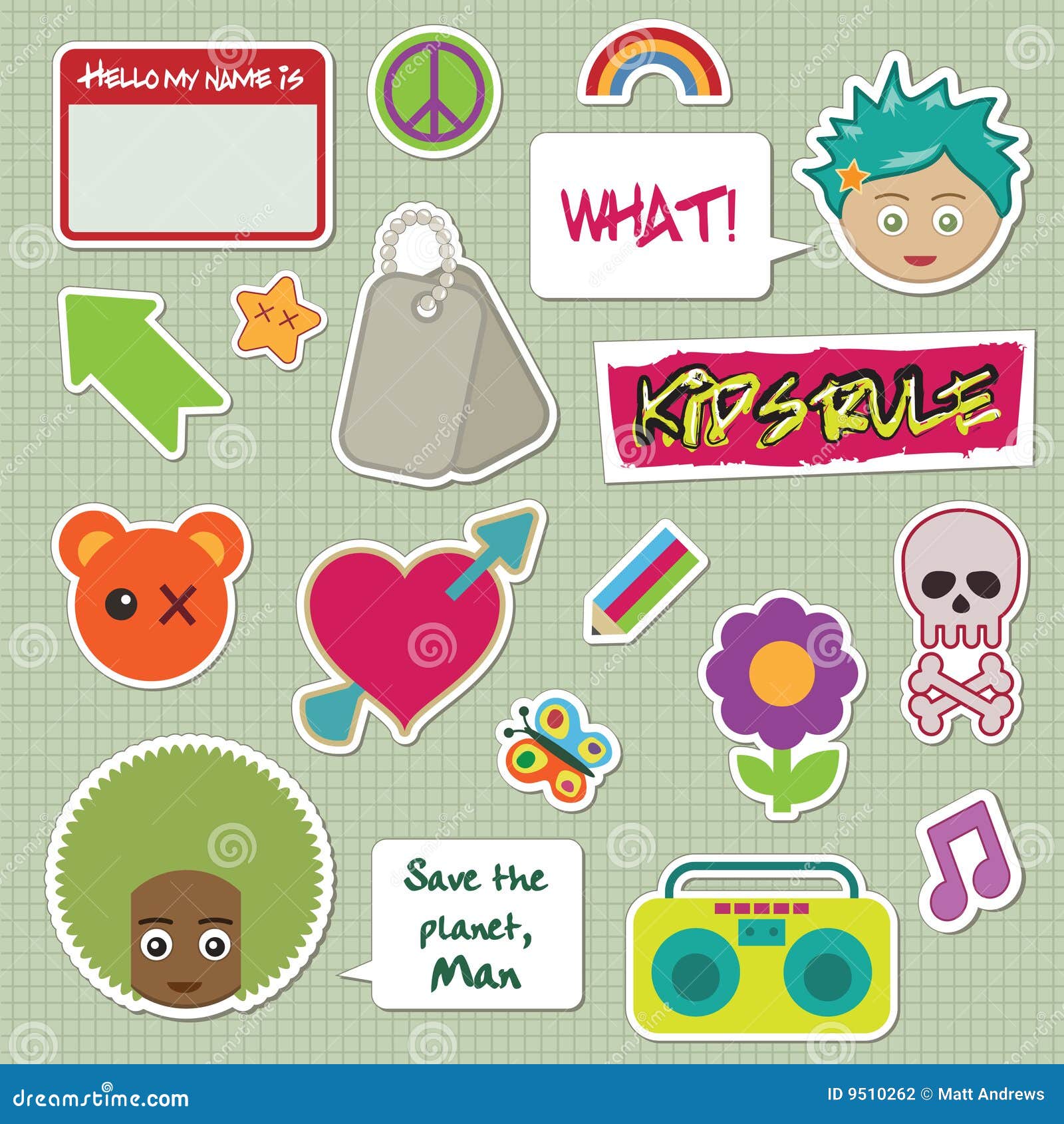 Kids stickers stock vector. Illustration of arrow, icon - 9510262