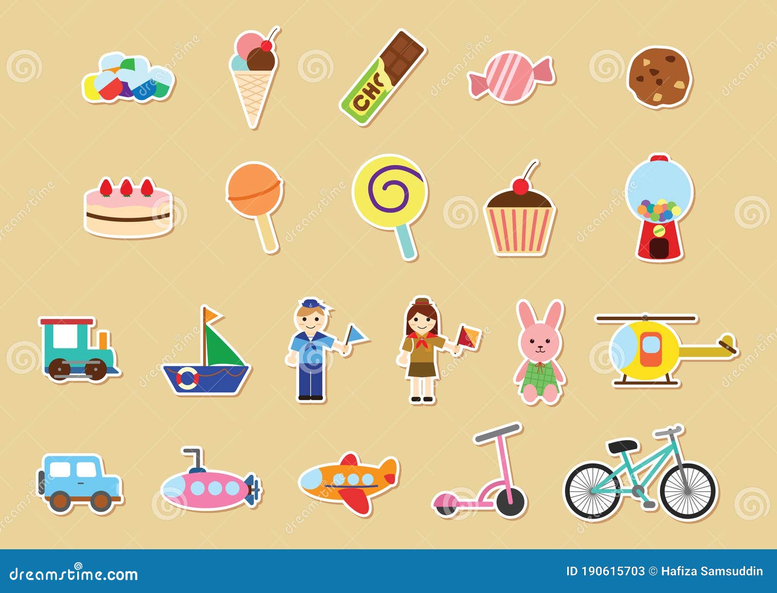 Kids Stickers Collection. Vector Illustration Decorative Design Stock ...