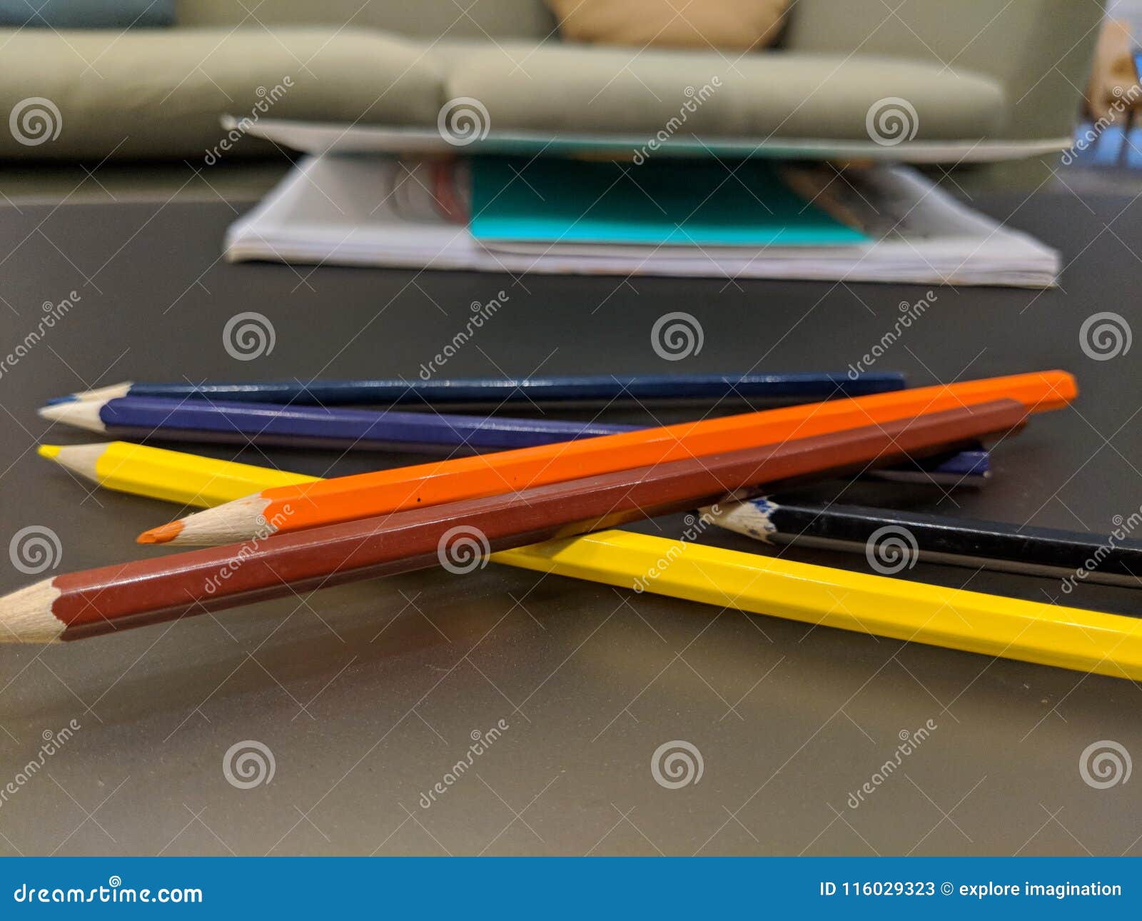 Kids Study Table and Stationary Stock Image - Image of table ...