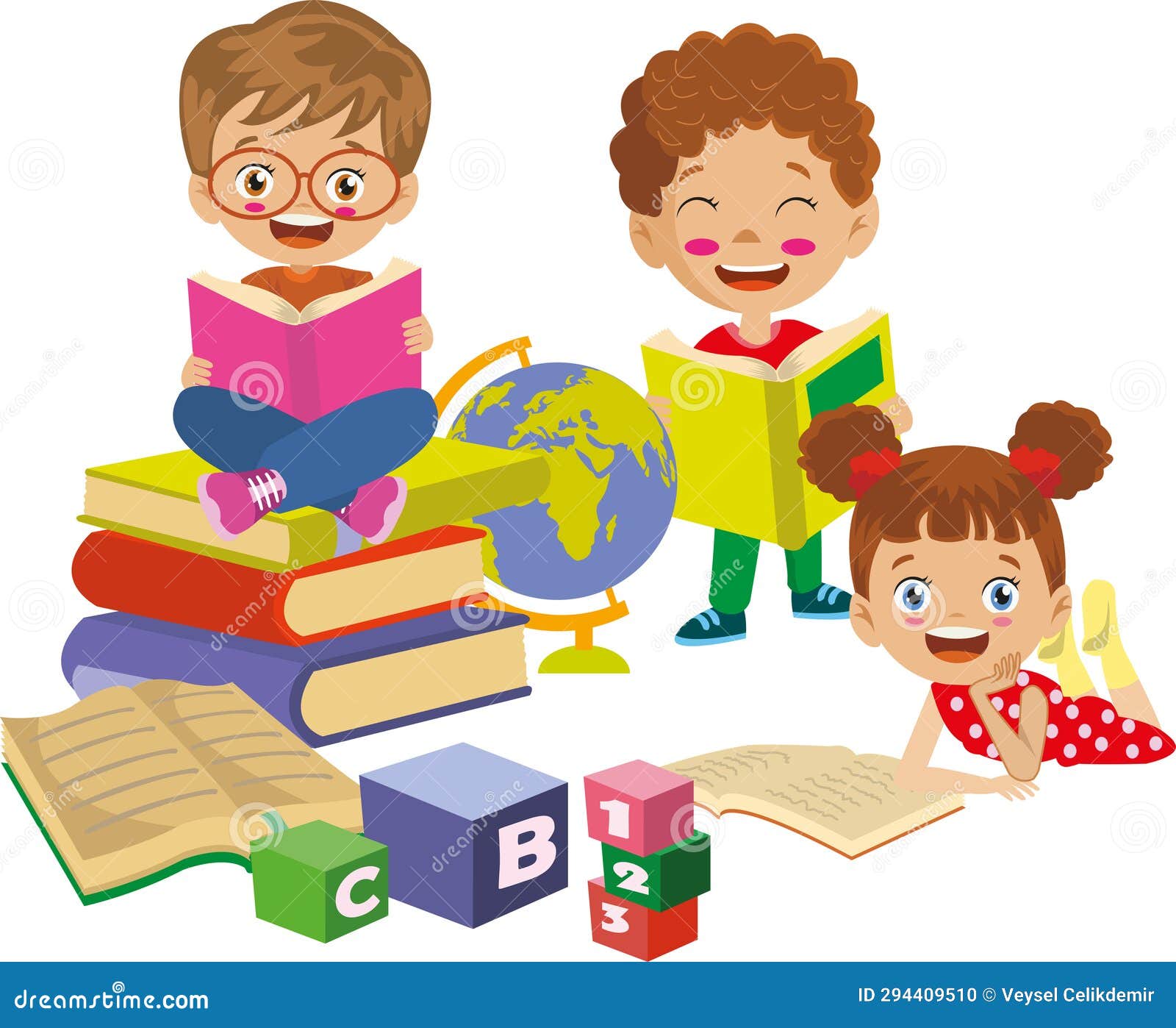 Kids Studying Studying World Map in School Classroom Stock Illustration ...
