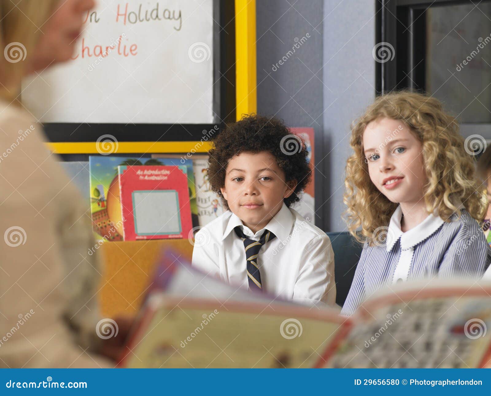 Kids Studying Together in Classroom Stock Photo - Image of learning ...