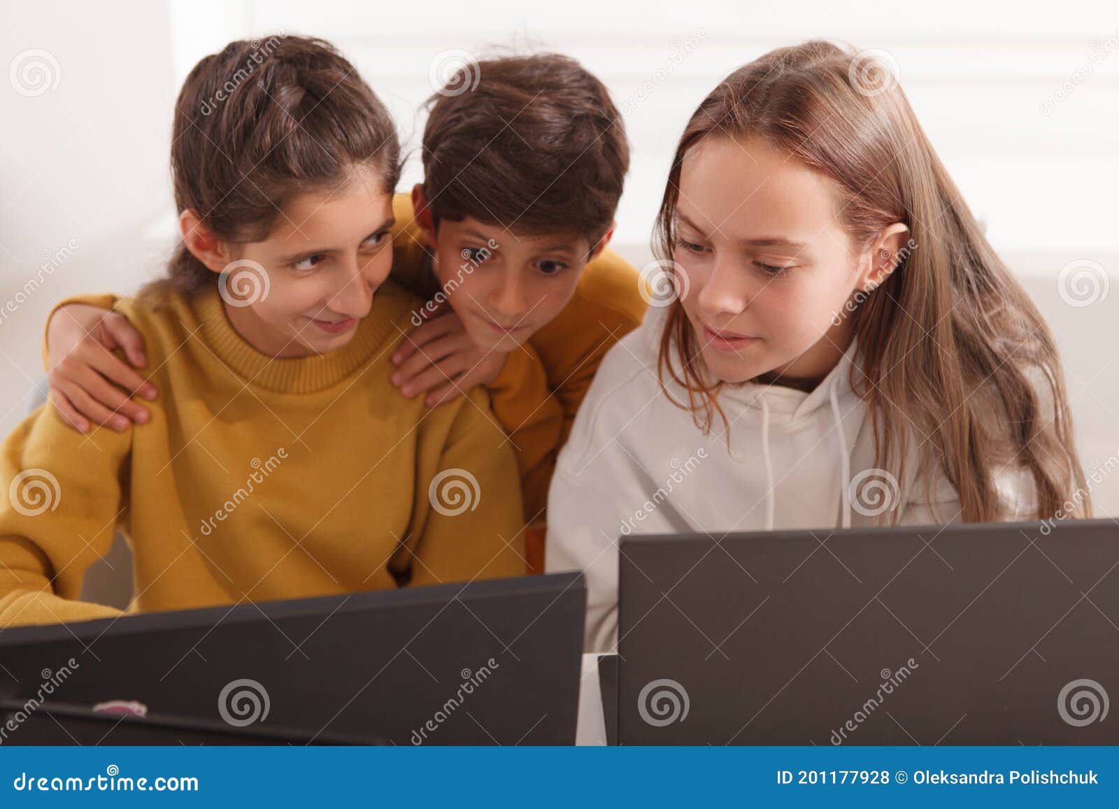Kids Studying Together at Computer School Stock Photo - Image of ...