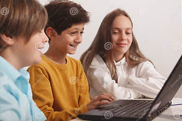 Kids Studying Together at Computer School Stock Photo - Image of ...