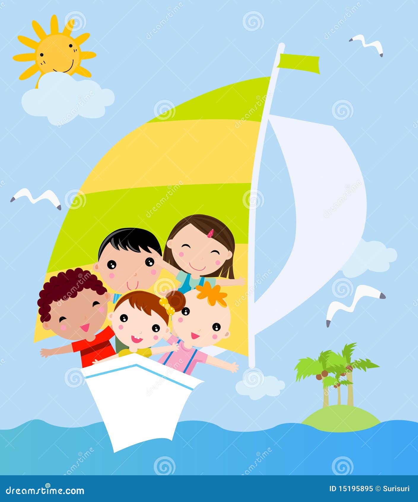 Kids summer stock vector. Illustration of cartoon, dance - 15195895