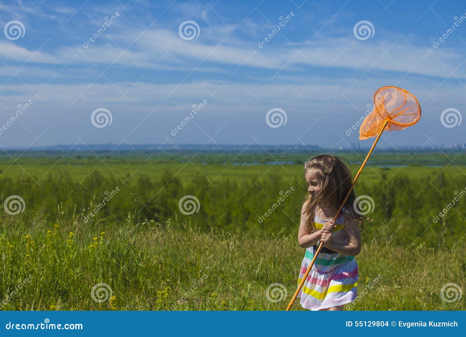 Kids Summer in the Meadow with Orange Net Stock Photo - Image of park ...
