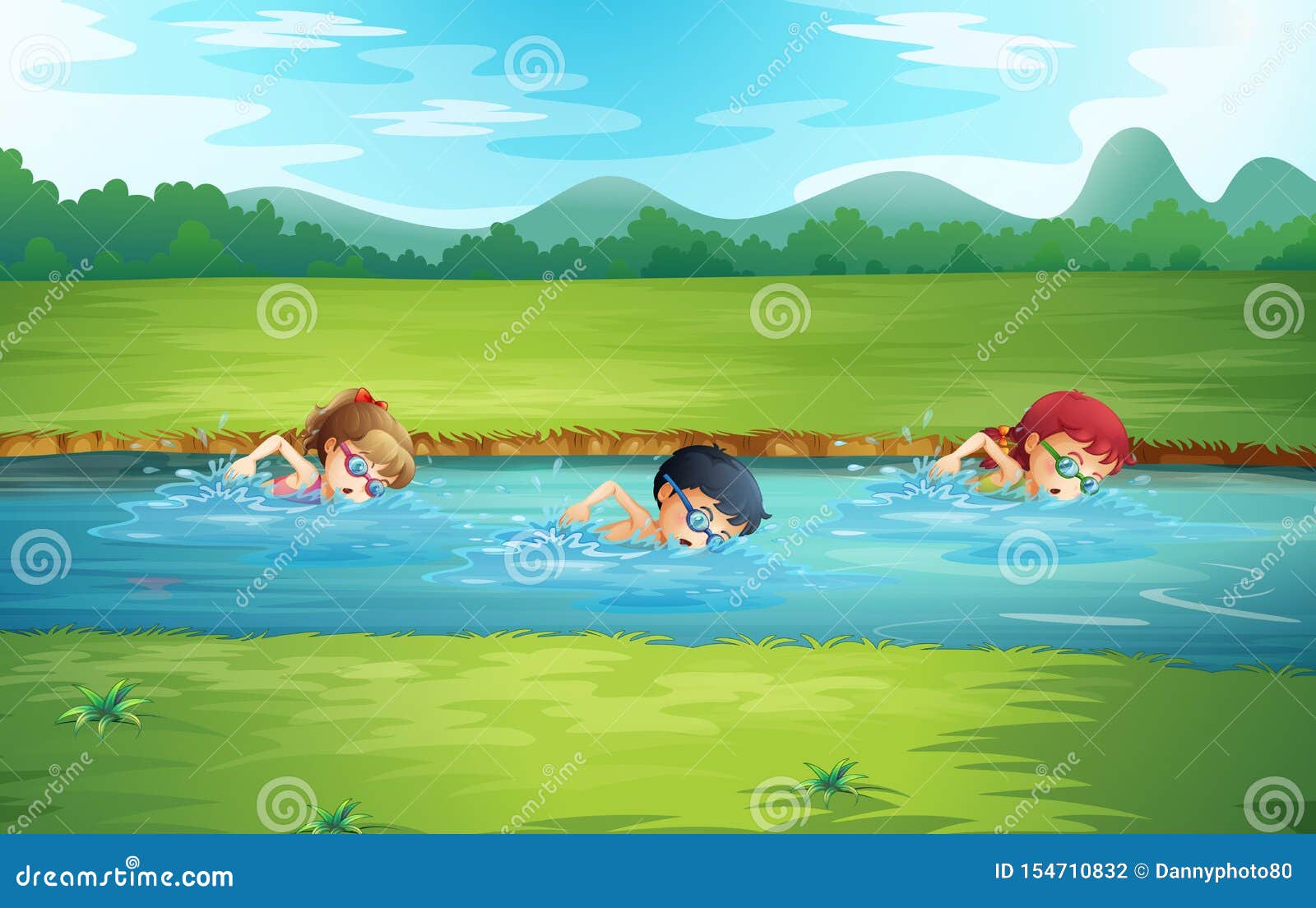 Two Kids In Swimming Pool Royalty-Free Illustration | CartoonDealer.com ...