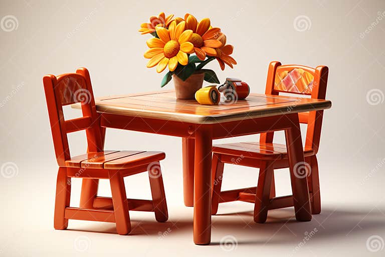 Kids Table on White Background Stock Illustration - Illustration of ...