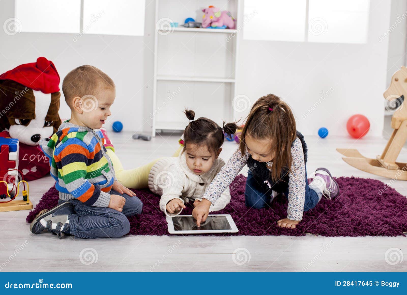 Kids with tablet stock image. Image of adorable, education - 28417645