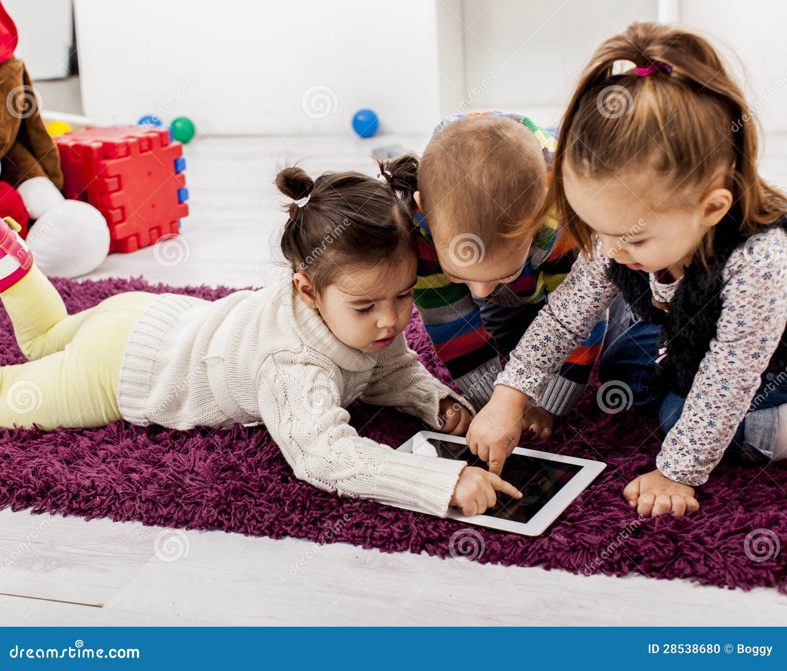 Kids with tablet stock photo. Image of computer, home - 28538680