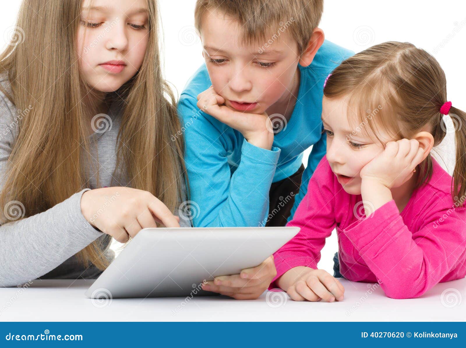 Kids with tablet stock photo. Image of holding, friends - 40270620