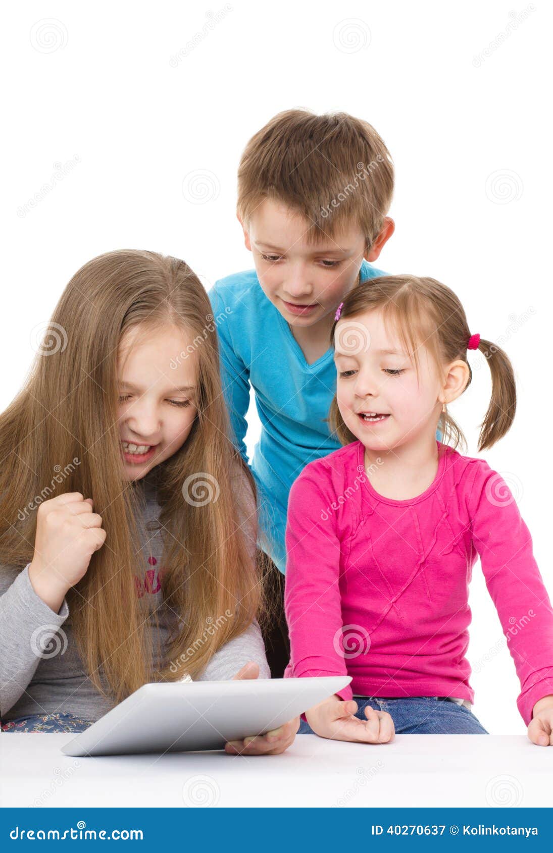 Kids with tablet stock image. Image of internet, modern - 40270637