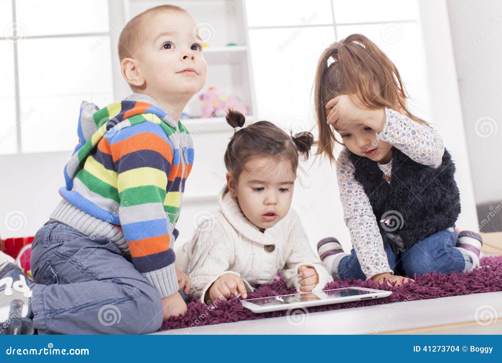 Kids with tablet stock photo. Image of childcare, daycare - 41273704